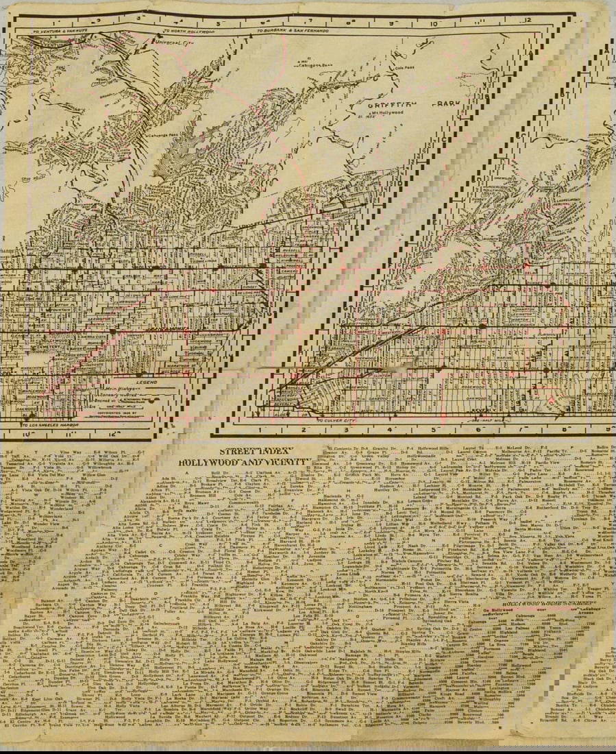 1930 Map Of Hollywood, California -- Security-first National Bank Map ...