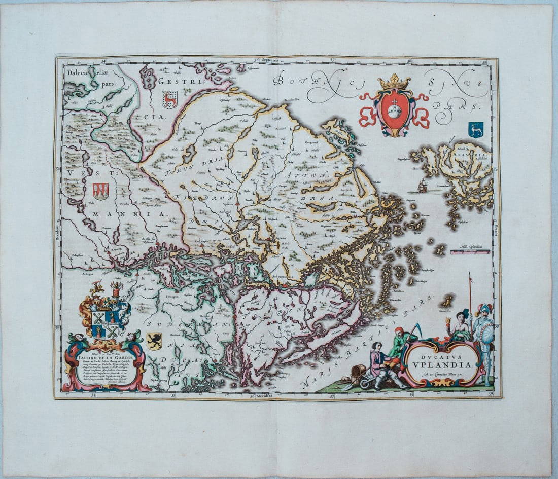 1659 Blaeu Map Of Stockholm's Surroundings -- Ducatus Uplandia Auction