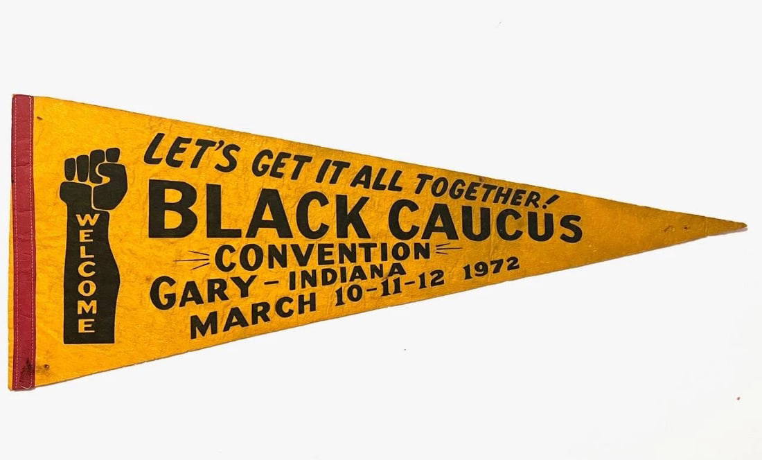 African American 1972 Gary Indiana Black Labor Caucas Pennant, 29-1/2 ...
