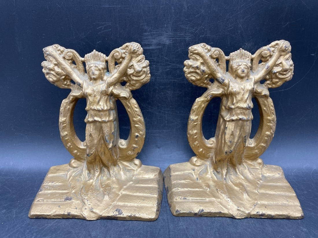 Buy Rare Hubley Thespian Cast Iron Bookends C.1925 | Jasper52 In Ny