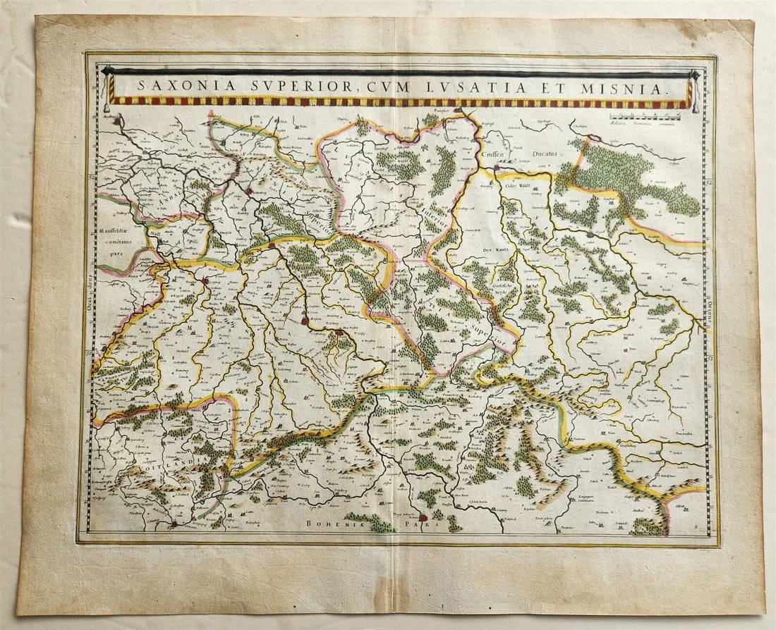 1640 Map Of Germany Poland Saxonia By Willem Blaeu Antique Authentic Handcolored Auction
