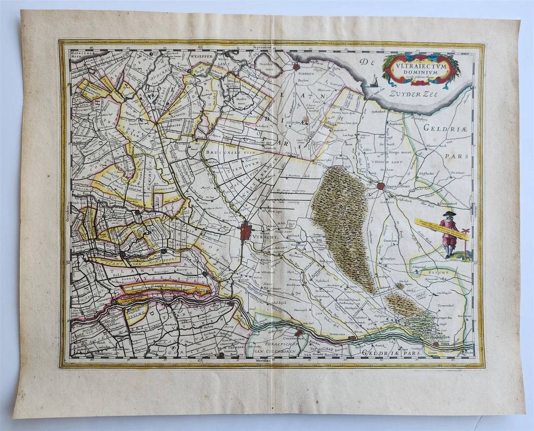 1640 Utrecht Netherlands Map By Willem Blaeu Antique Authentic Hand Colored Auction