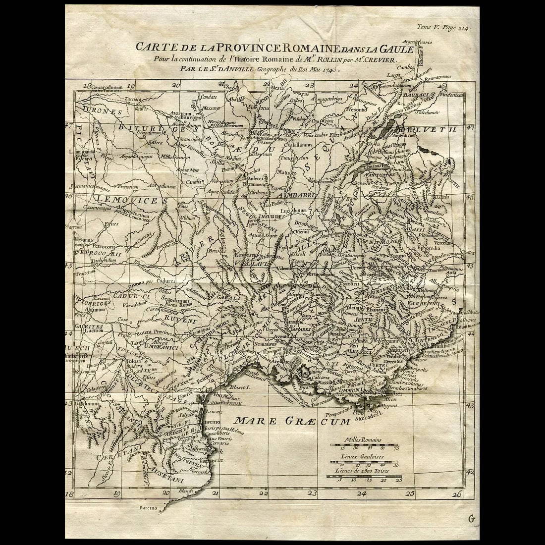 Buy Carte De La Province Romaine Dans La Gaule – 1743 Map By Jean-baptiste Bourguignon D ...