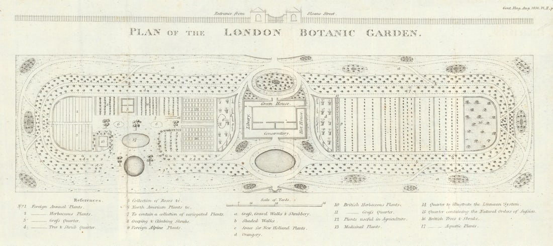 Plan Of London Botanic Garden, Chelsea. Now Cadogan Place South Gardens ...