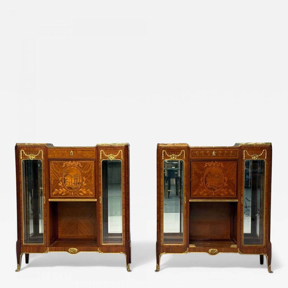 Haentges Frères, Louis Xvi, Marquetry, Bronze, Vitrine Cabinets, Paris ...