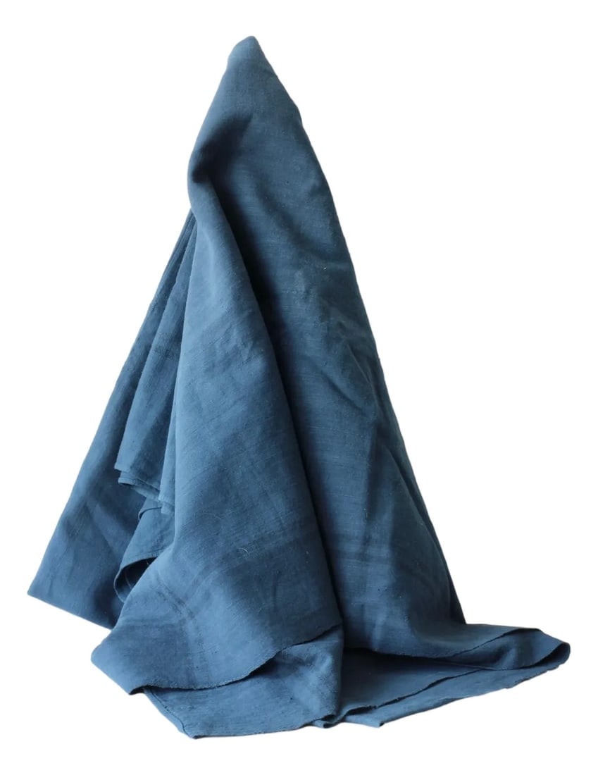 1920s French Indigo Linen Tablecloth | 80" X 48" Auction