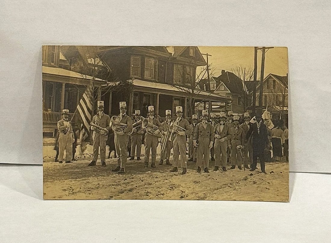 Rppc Uncle Sam Brass Band Parade W American Flag Minstrel Black Face ...