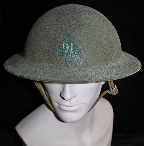 Wwi Us Army 91st Division Painted Helmet