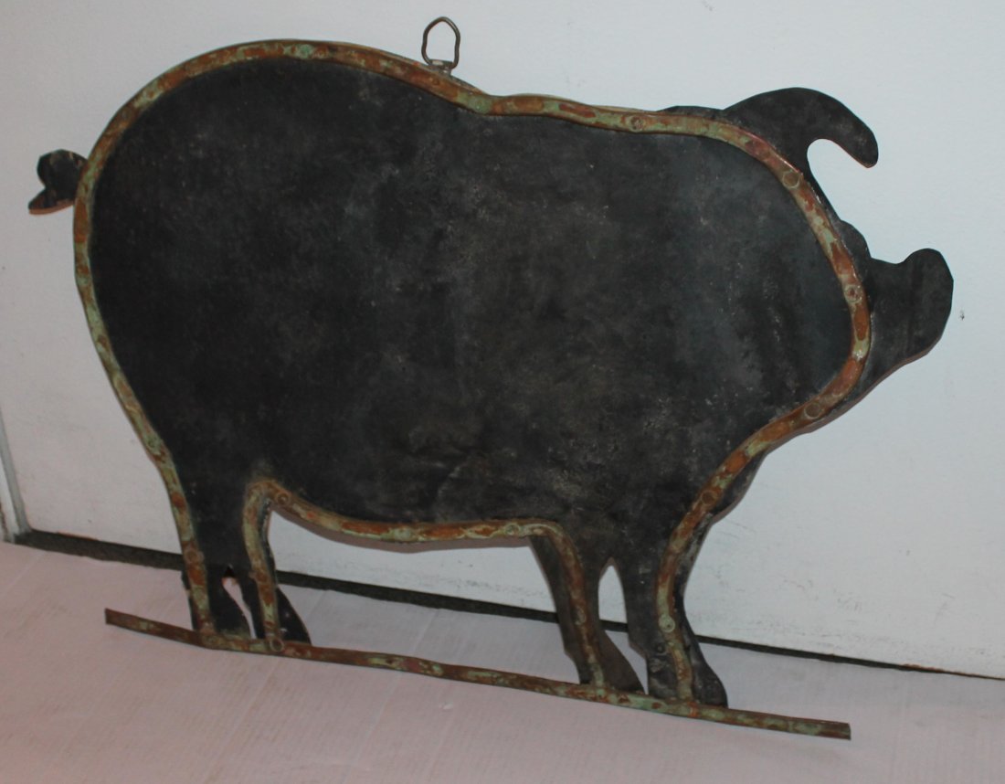 19th C Painted Tin Pig Farm Trade Sign
