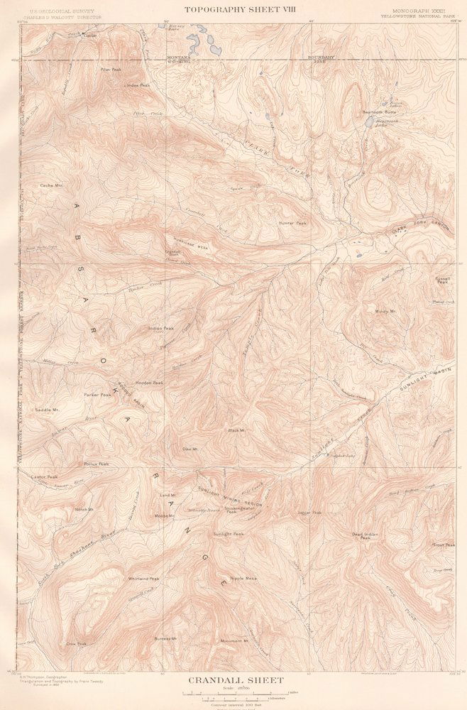 Crandall Sheet, Geology Map Of Yellowstone Park