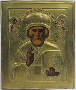 St Nicholas Of Myra Oklad Russian Orthodox Icon, 19th C