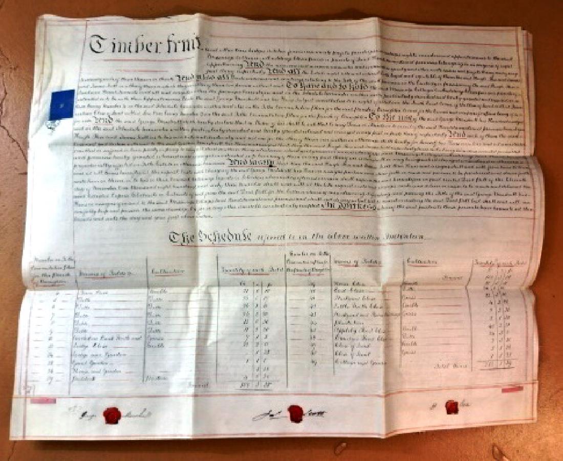 1864 English Vellum Deed With Seals Signed