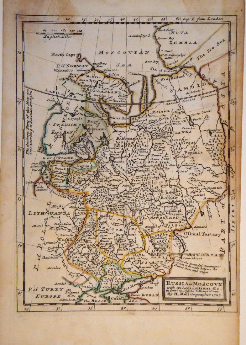 Map of Moll, Russia or Moscovy, 1727