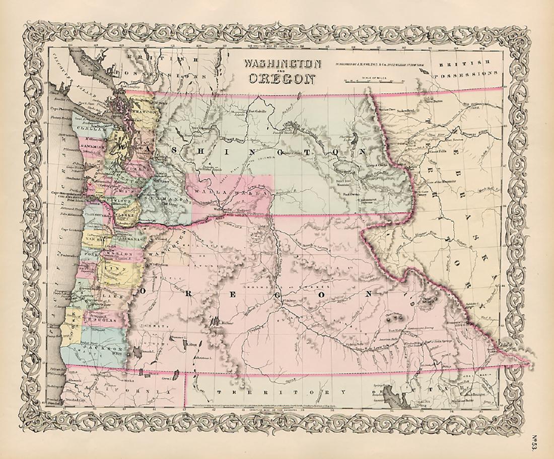 Colton: Map of Washington & Oregon, 1855 - Jan 21, 2017 | Jasper52 in NY