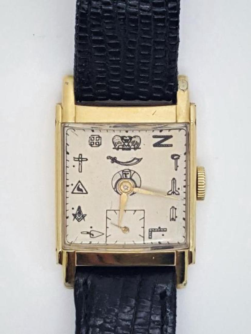 Vintage Masonic Symbol Men's 14k Gold Filled Watch