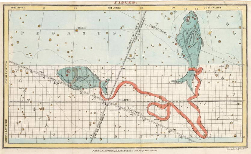 Pisces Constellation Map, 1821