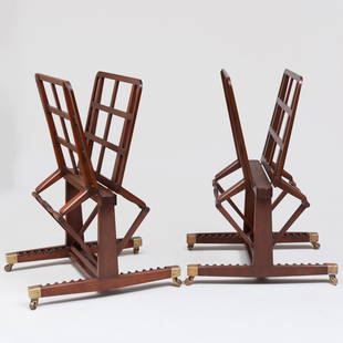 Two Contemporary Mahogany Victorian Style Folio Racks