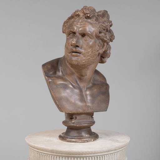 Brown Painted Plaster Bust Of A Bearded Man