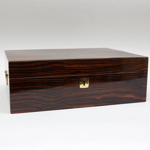 Modern Brass Mounted Macassar Ebony Humidor