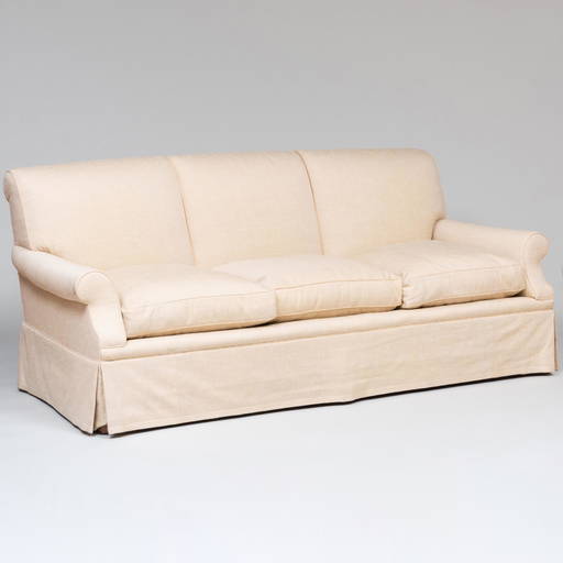 Colefax and Fowler Linen Upholstered Three Seat "Paley" Sofa, A ...