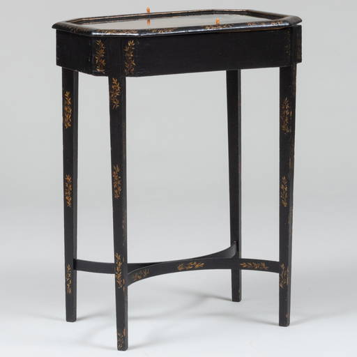 Victorian Ebonized And Parcel Gilt Vitrine Table