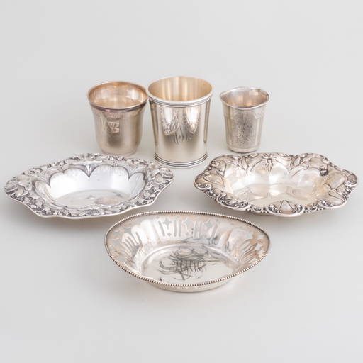 Group Of Silver Dishes And Cups