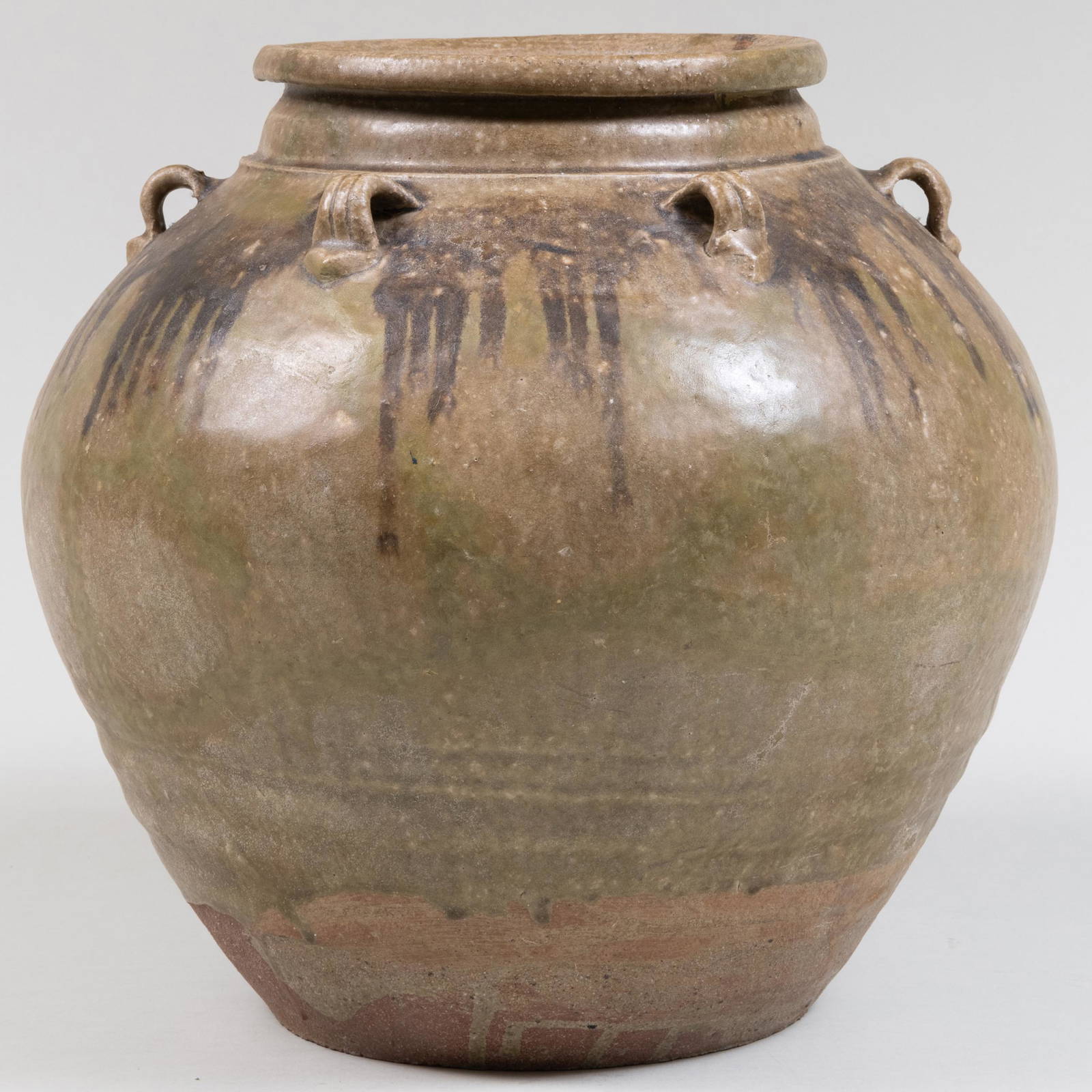 Chinese Glazed Pottery Jar With Lug Handles Auction
