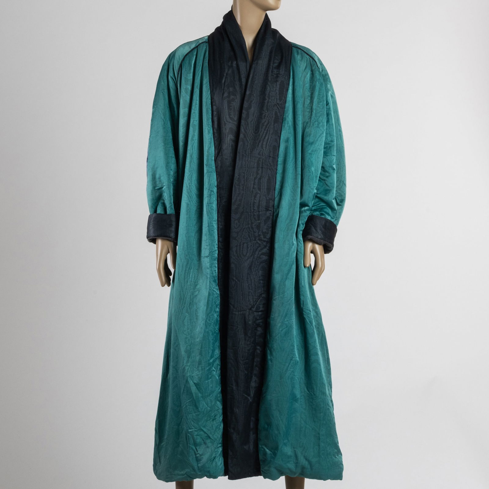 Fernando Sanchez Green, Blue And Black Rayon Satin Robe Auction