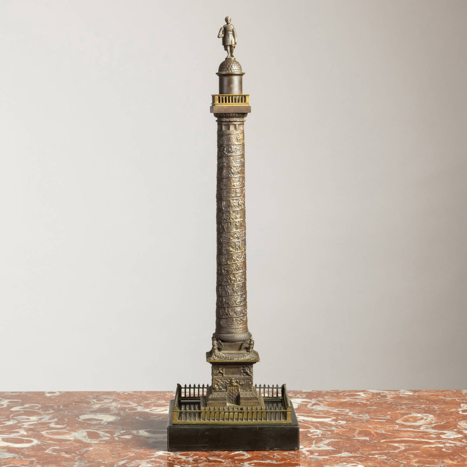 Grand Tour Bronze And Black Marble Model Of Trajan's Column Auction