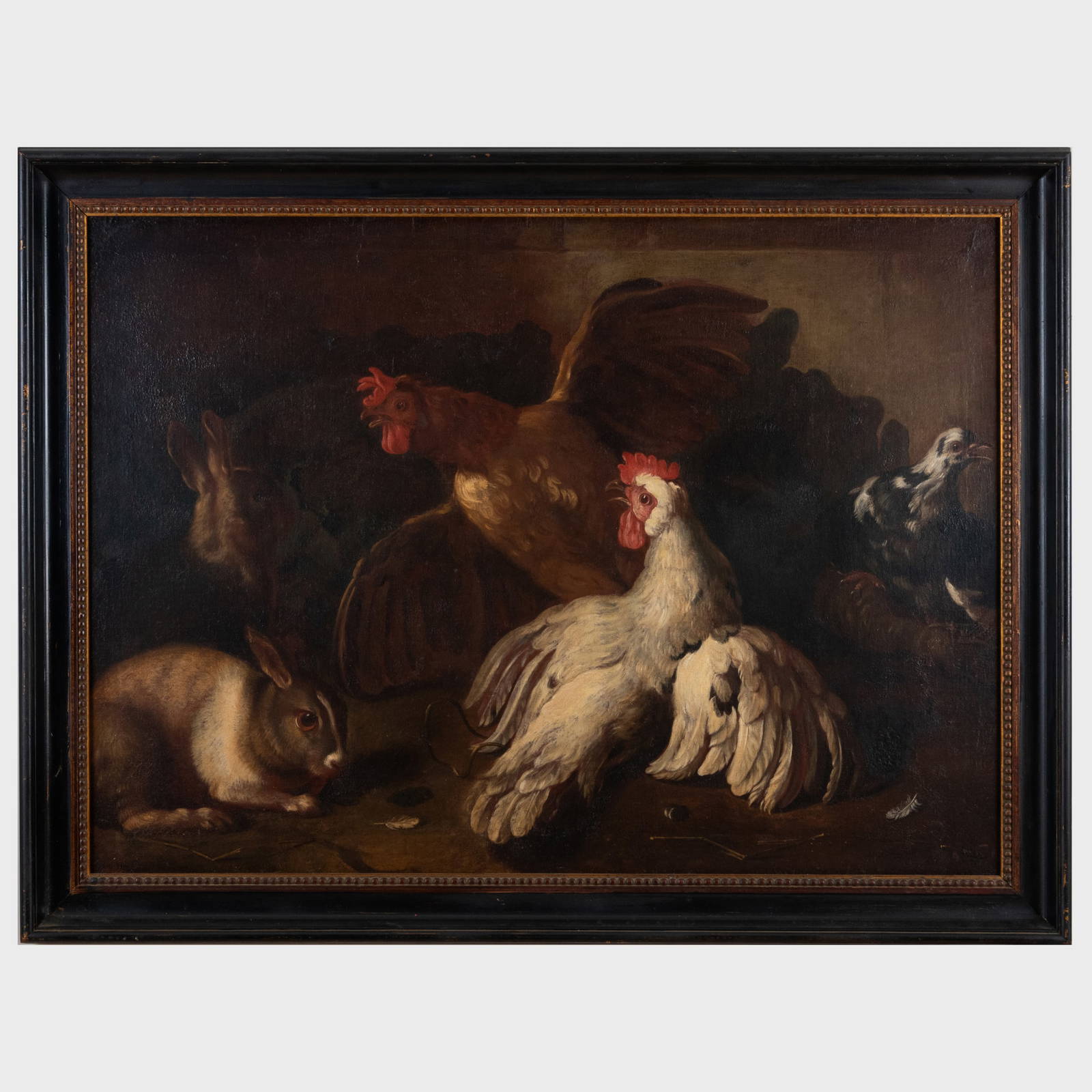 European School: Roosters And Rabbits Auction