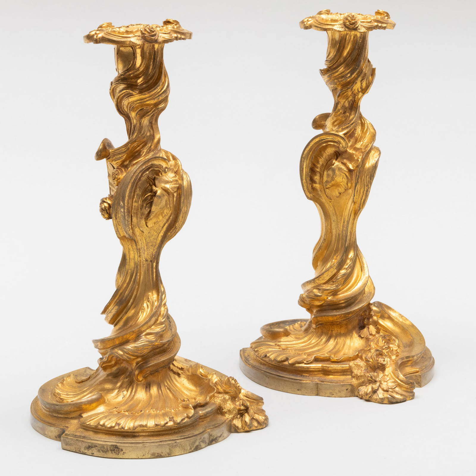 Pair Of Louis Xv Ormolu Candlesticks, After A Model By Meissonnier Auction
