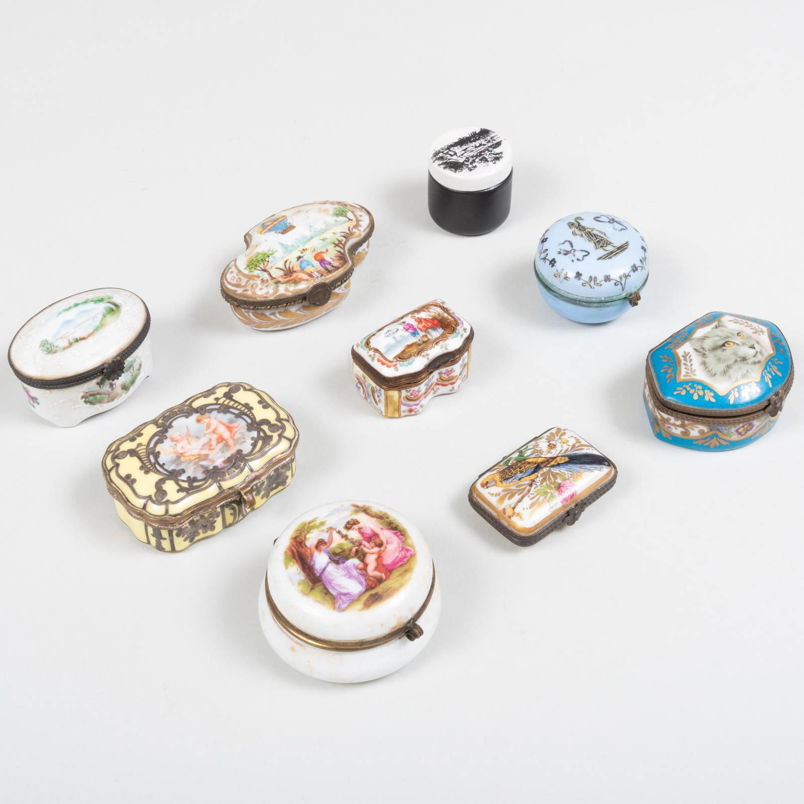 Group Of Nine Porcelain Snuff Boxes Auction
