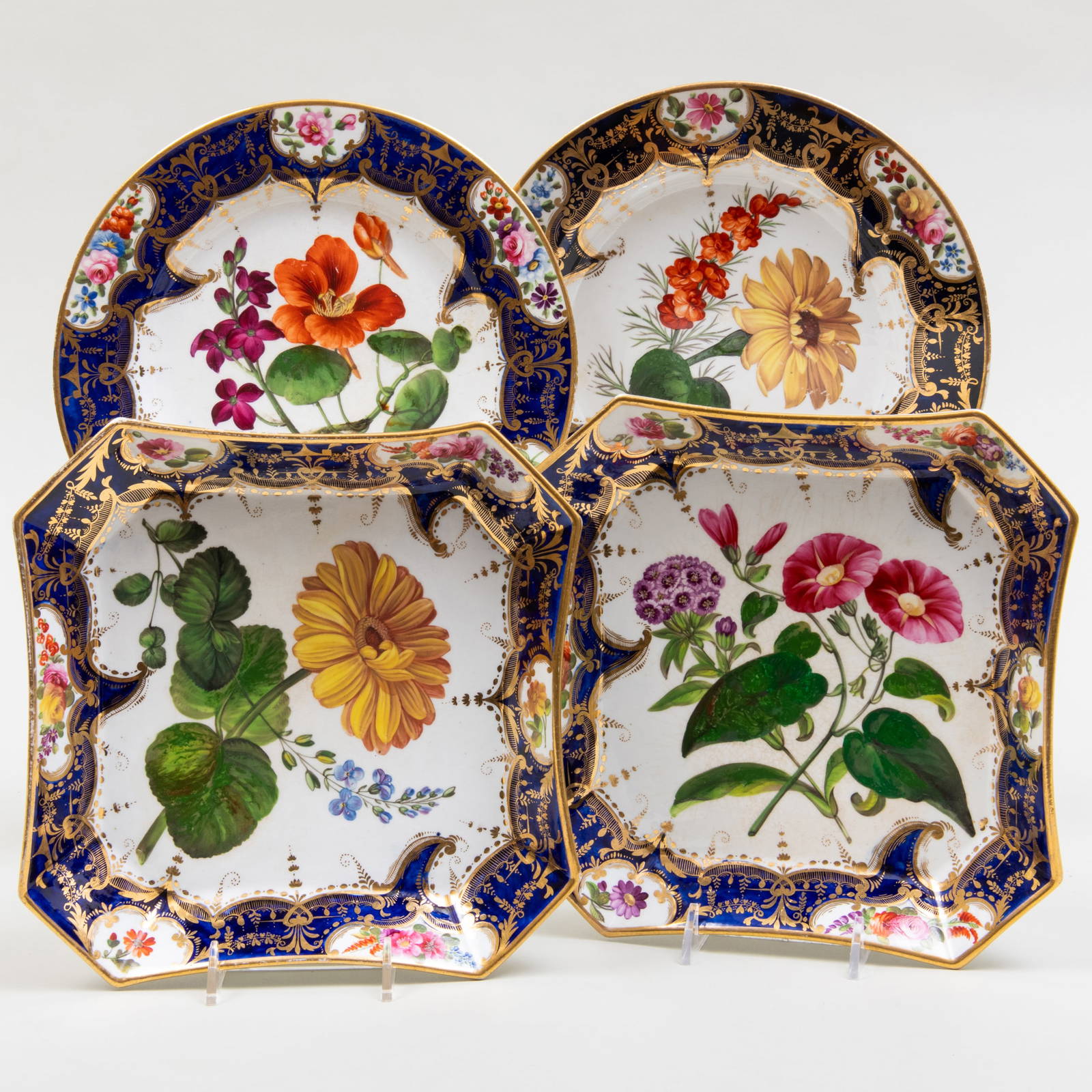 Set Of Four Coalport Cobalt Ground Porcelain Dishes Auction