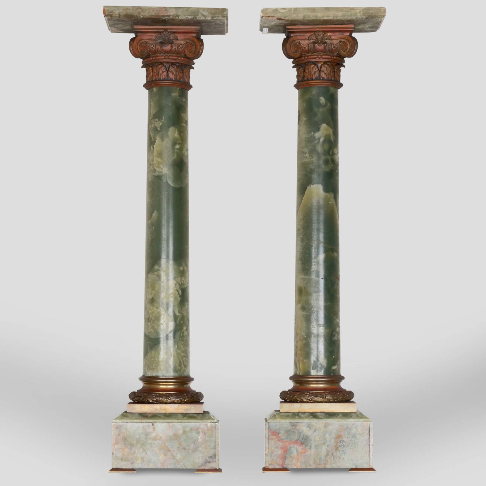 Pair Of Gilt-metal-mounted Onyx Pilasters Auction