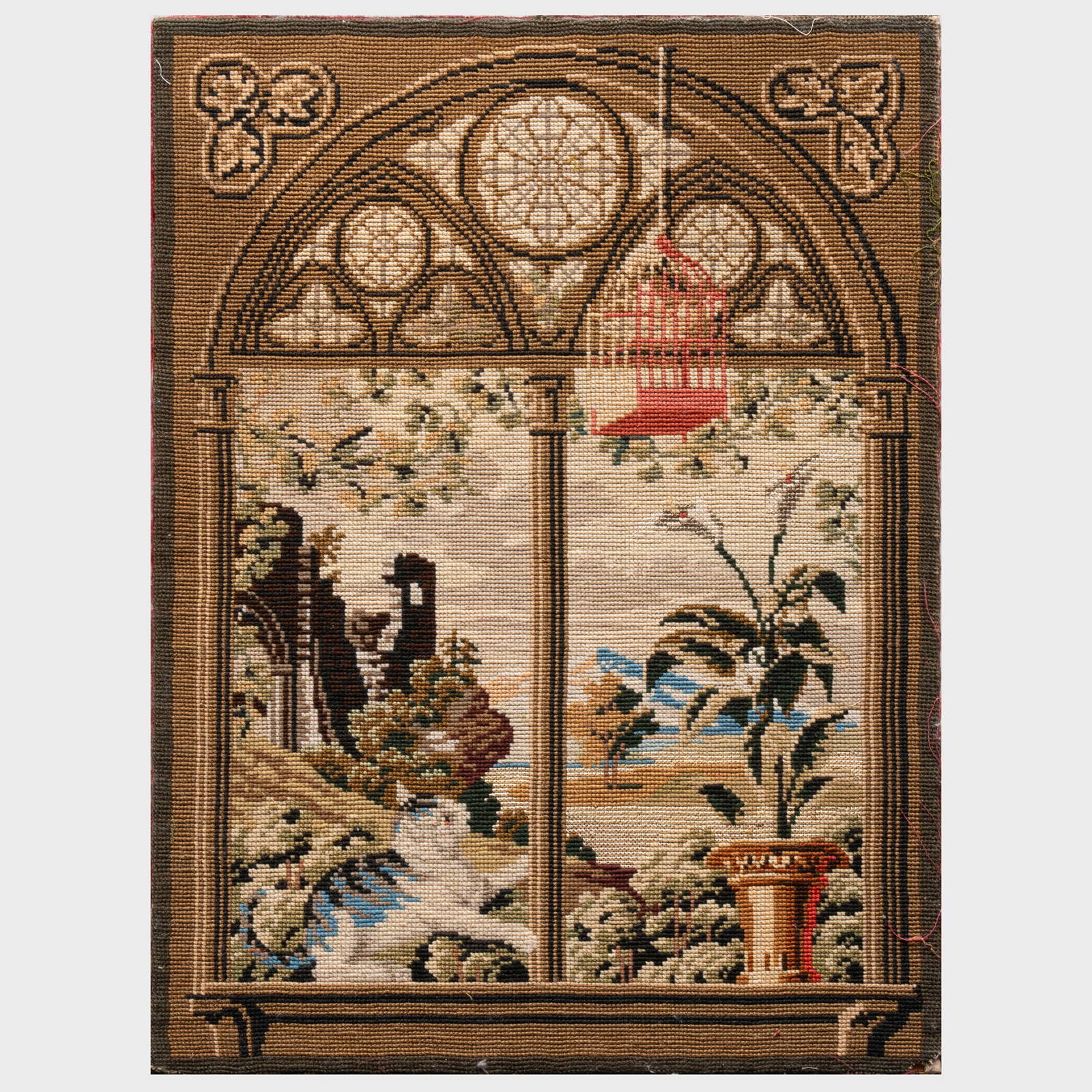Victorian Needlework Panel Auction