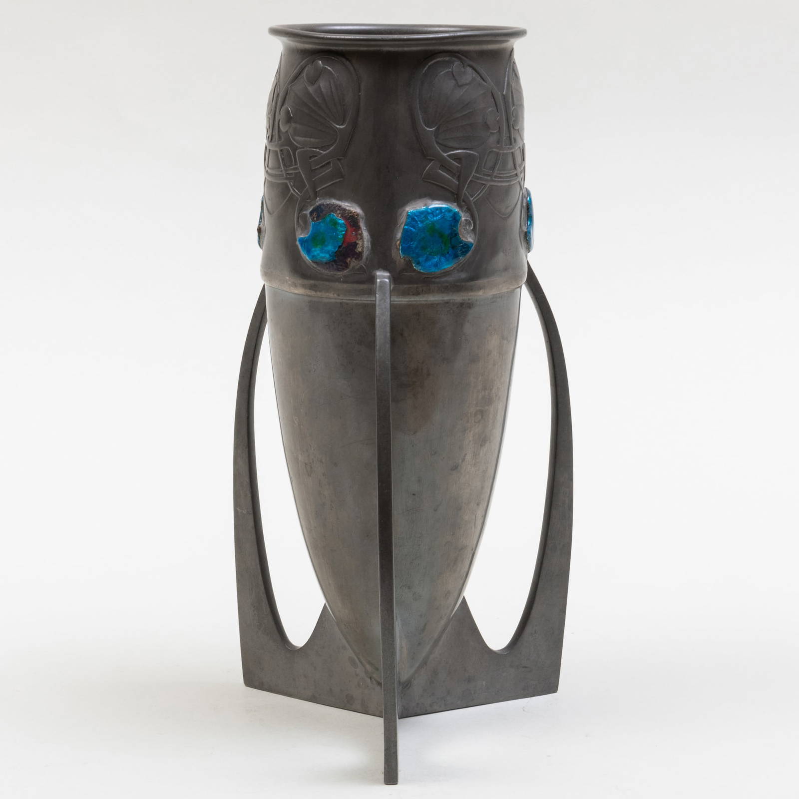 Archibald Knox For Liberty & Co. Tudric Pewter And Enamel 'bomb' Vase ...