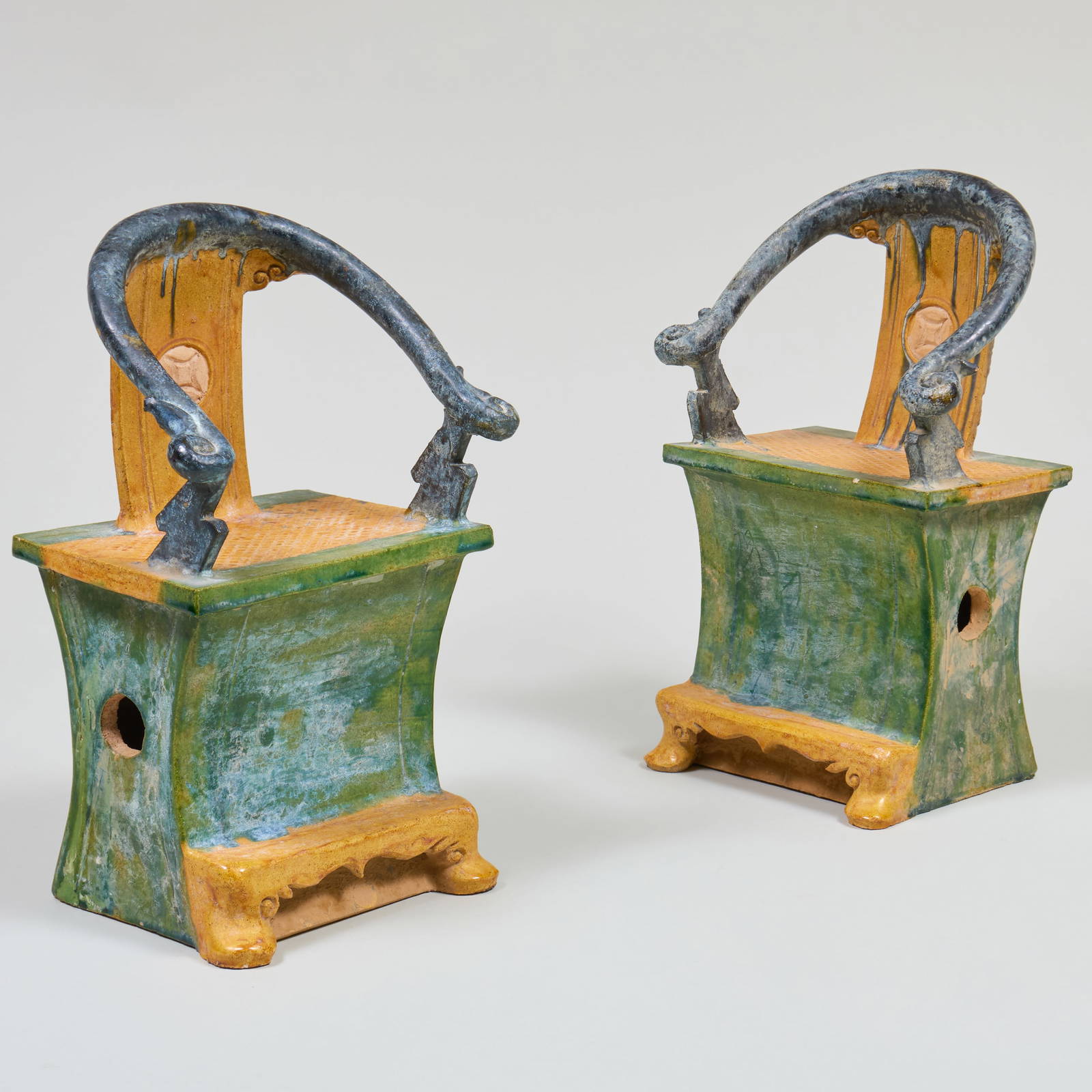 Pair Of Chinese Tang Style Pottery Models Of Chairs Auction