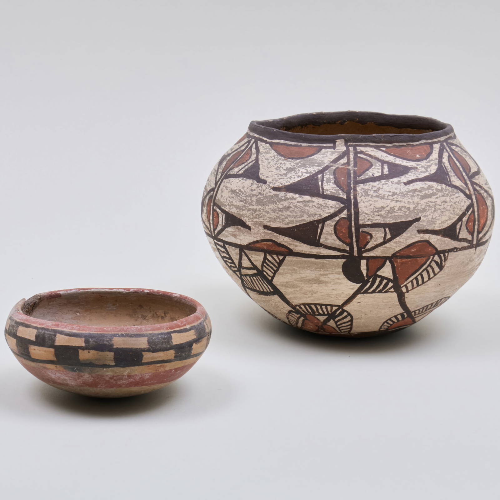 Two Acoma Polychrome Pottery Bowls Auction
