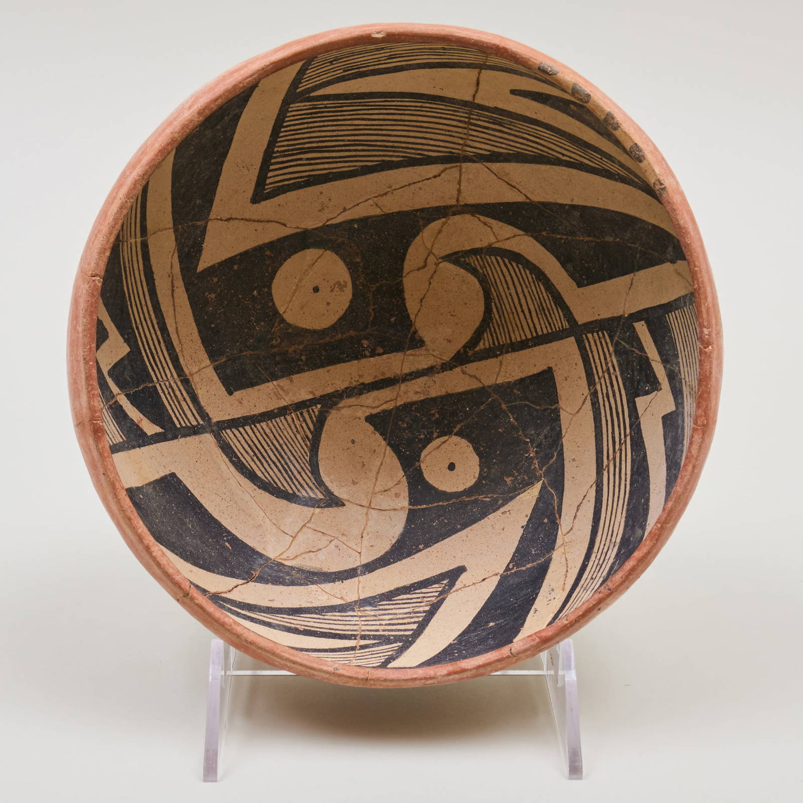 Gila Polychrome Pottery Bowl With Geometric Interior Auction