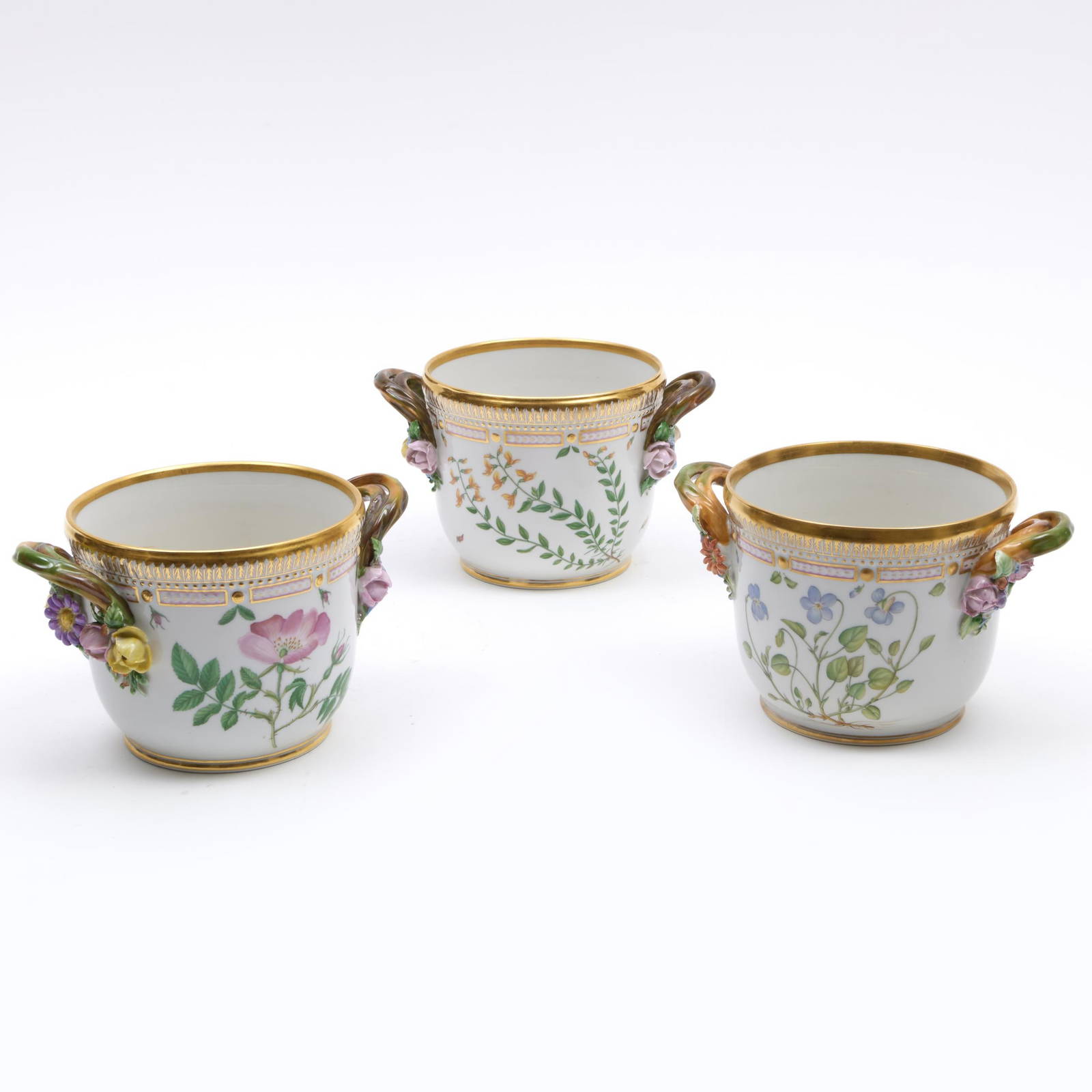 Set Of Three Royal Copenhagen Porcelain 'flora Danica' Small Circular ...