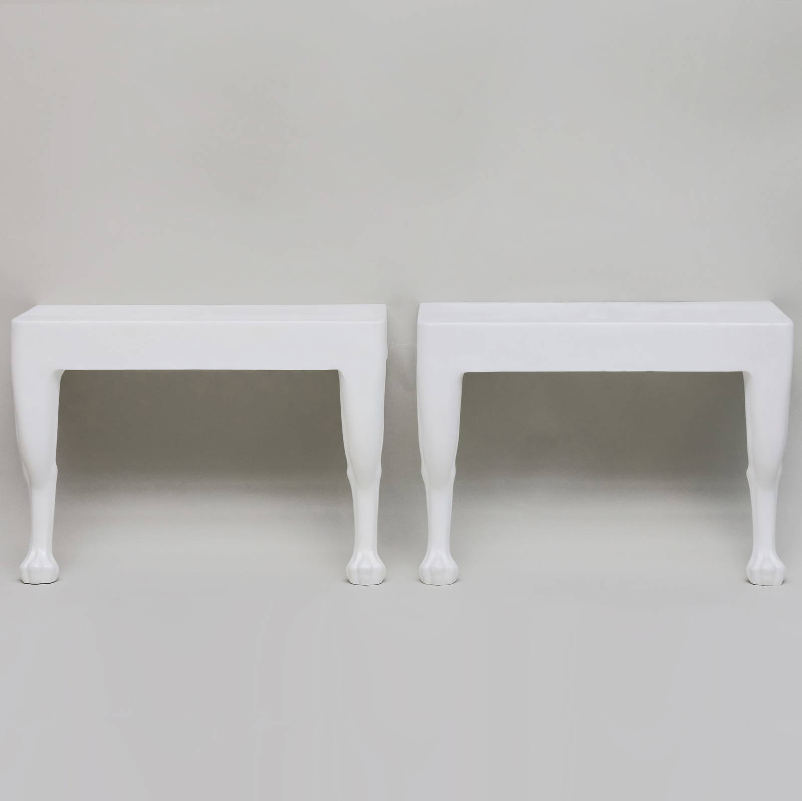 Pair Of John Dickinson White Faux Plaster Console Tables, For ...