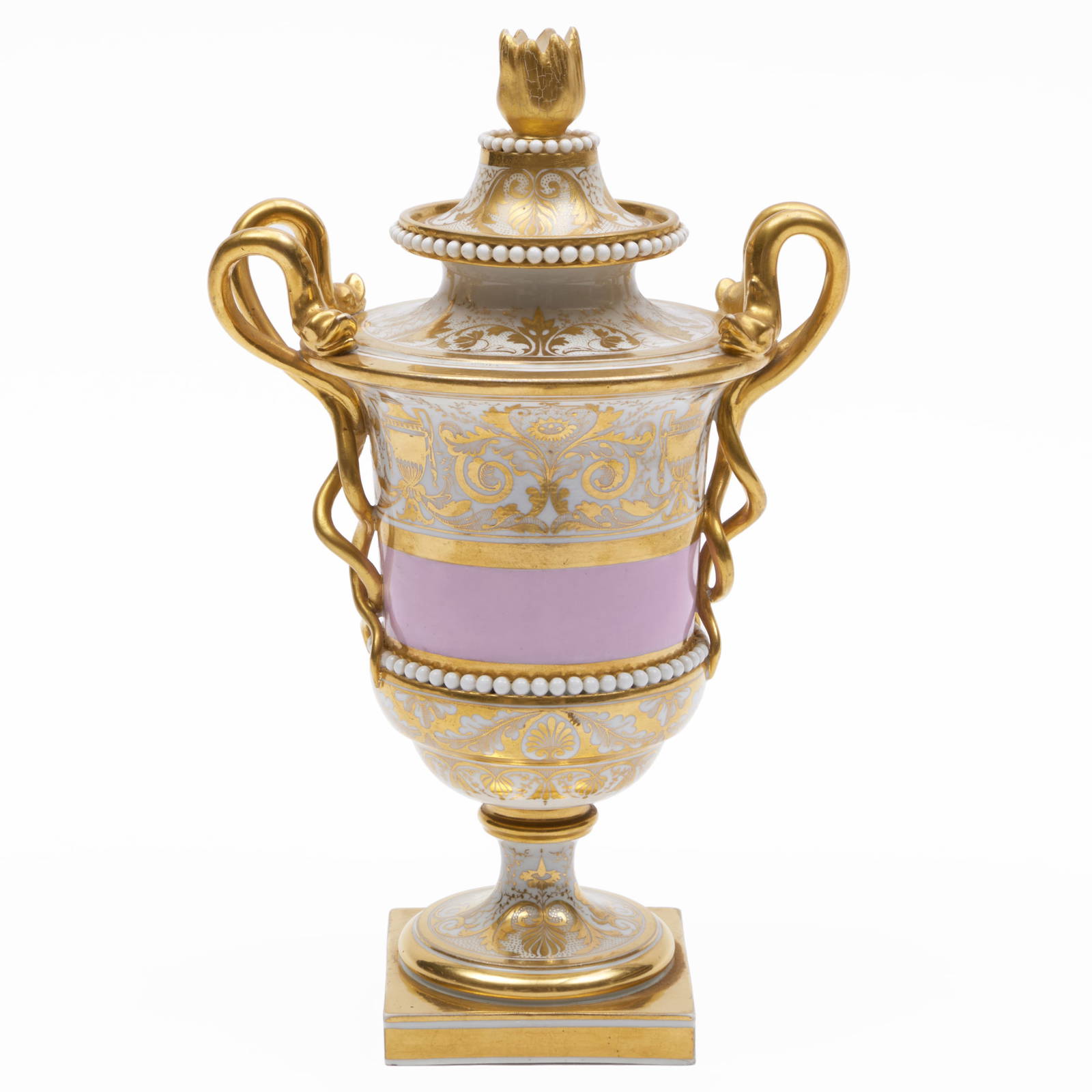 Barr, Flight & Barr Pink Ground And Gilt Porcelain Urn Form Vase And ...