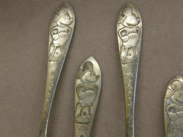 4 Silverplated Mickey Mouse Spoons