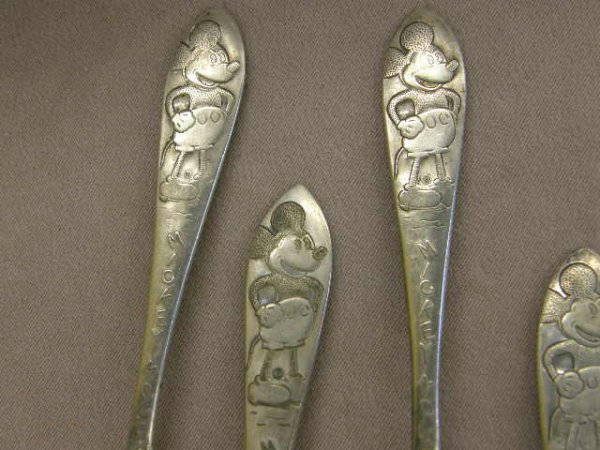 4 Silverplated Mickey Mouse Spoons