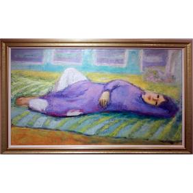 Mid Century Modern Painting of Ship, R. Styles : Lot 0772