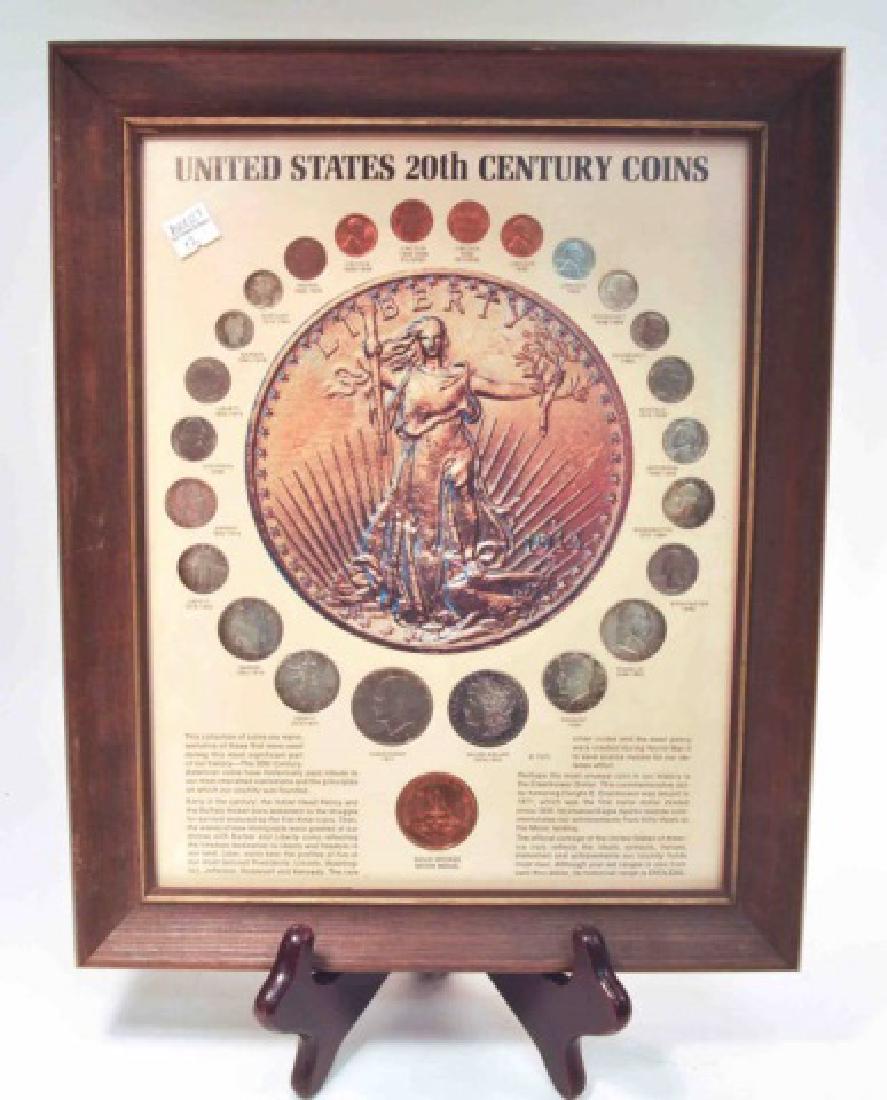 US 20th Century Mixed Coin Wall Display Collection