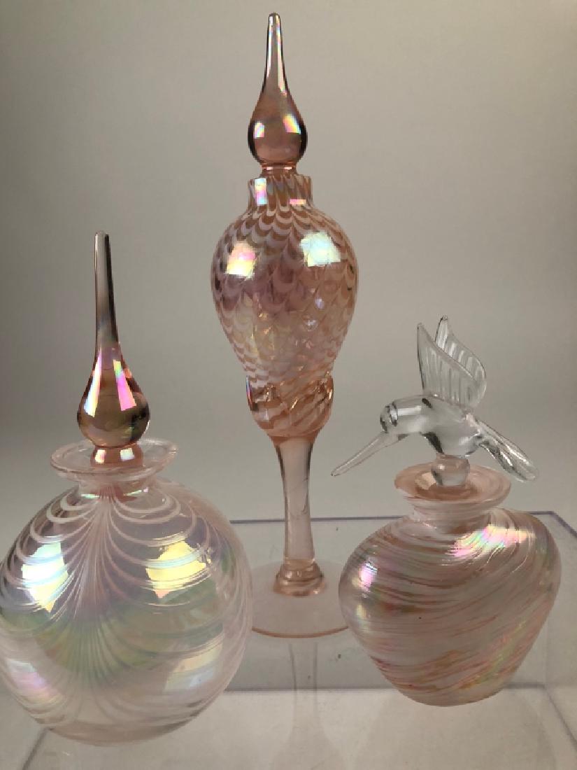Lot of 3 Beautiful Blush Glass Perfume Bottles