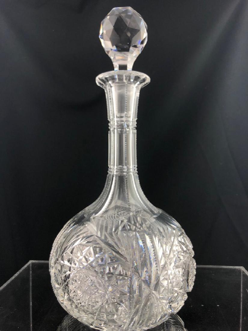 Antique Amer. Brilliant Hobstar Crystal Decanter