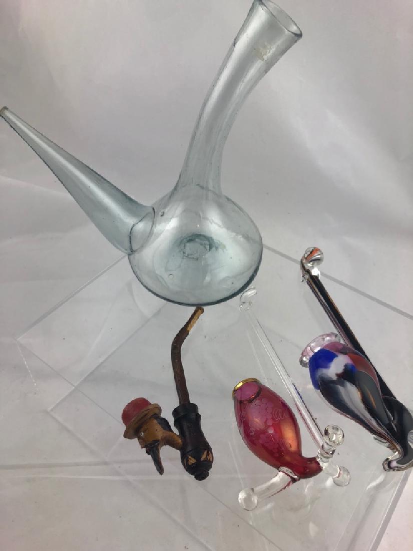Unusual Lot of Antique Glass Smoking Pipes