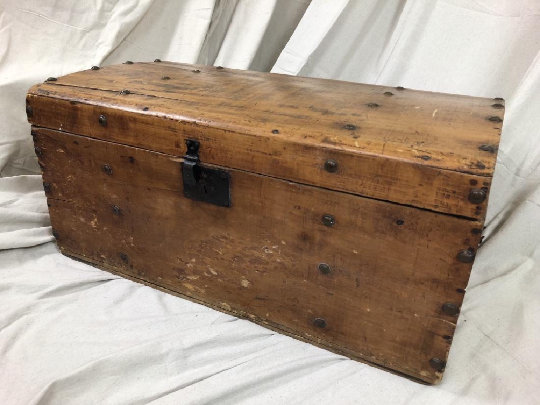 Primitive Rustic Antique Pine Storage Trunk